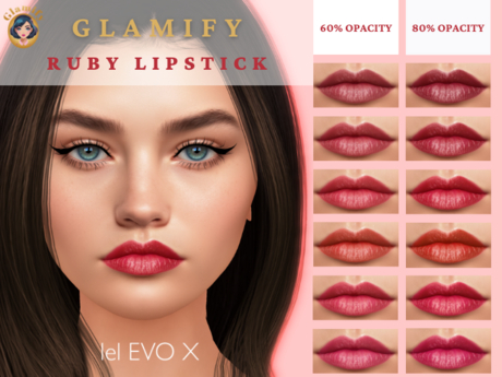 Second Life Marketplace - {Glamify} Ruby BOM Lipstick for Lelutka EVOX